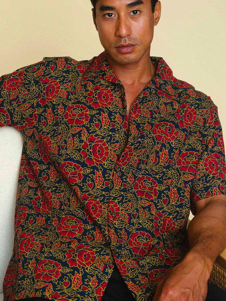 Asian Rose Aloha Shirt | Lotus and Lime
